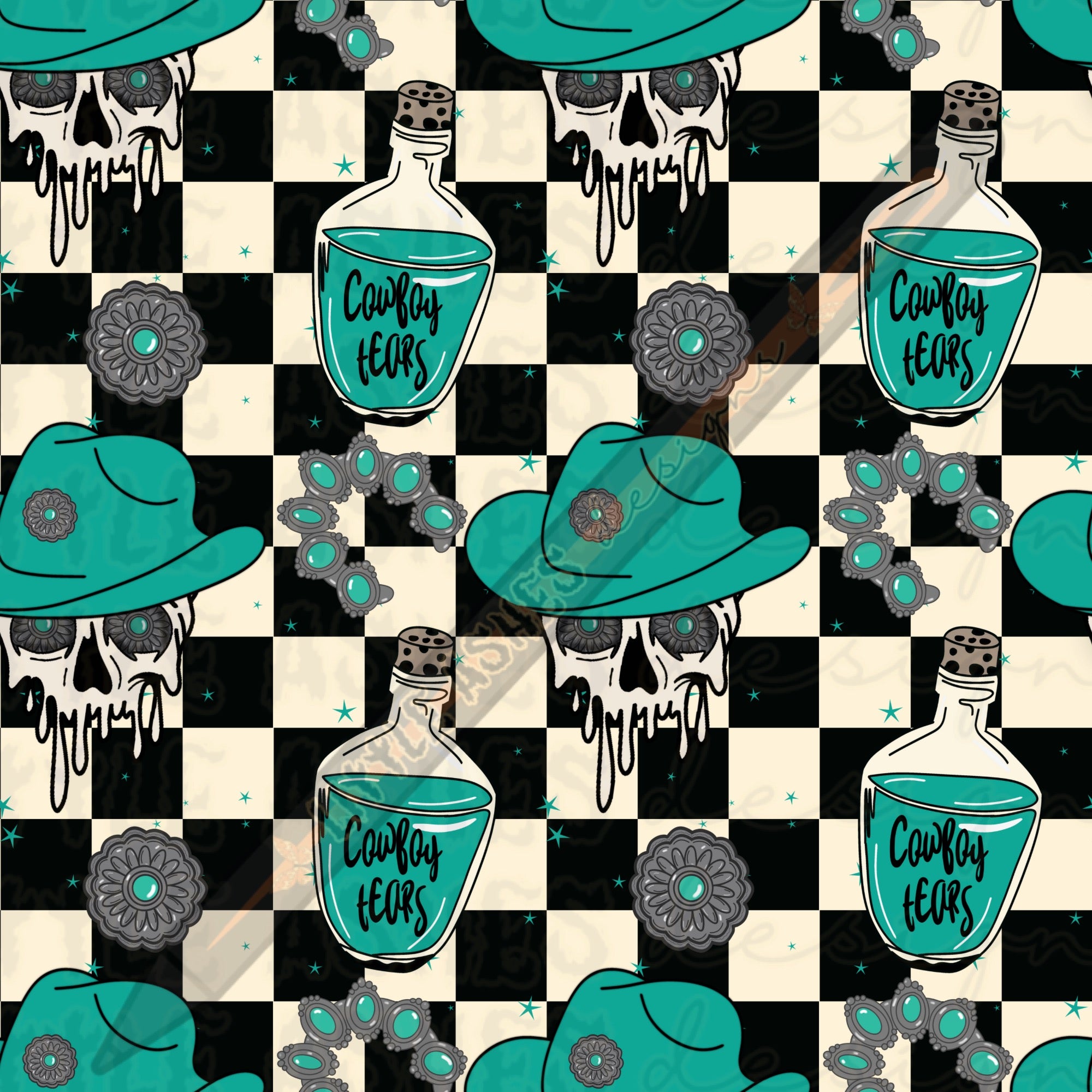 Checkered cowboy tears – Little Ashes Designs